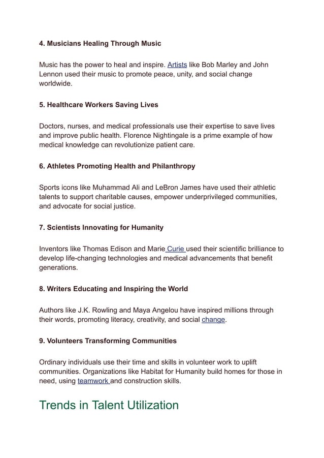 9 Inspiring Examples of Using Talents for Good | PDF
