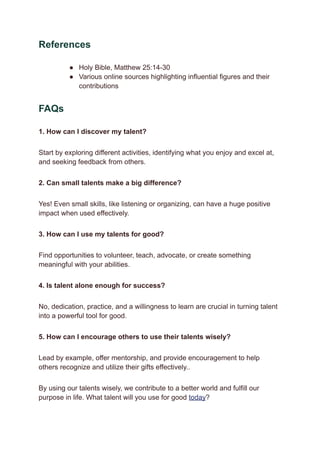 9 Inspiring Examples of Using Talents for Good | PDF