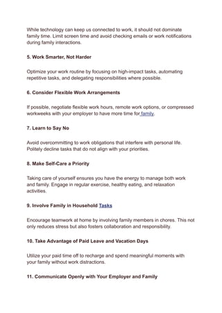12 Powerful Ways to Balance Work and Family Life | PDF