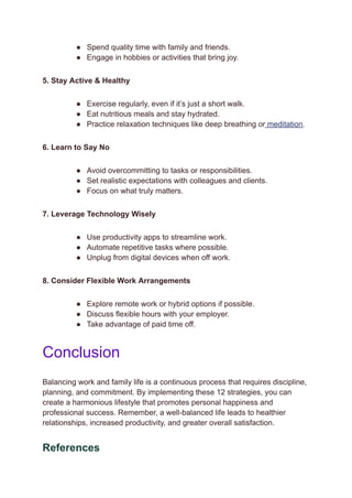 12 Powerful Ways to Balance Work and Family Life | PDF