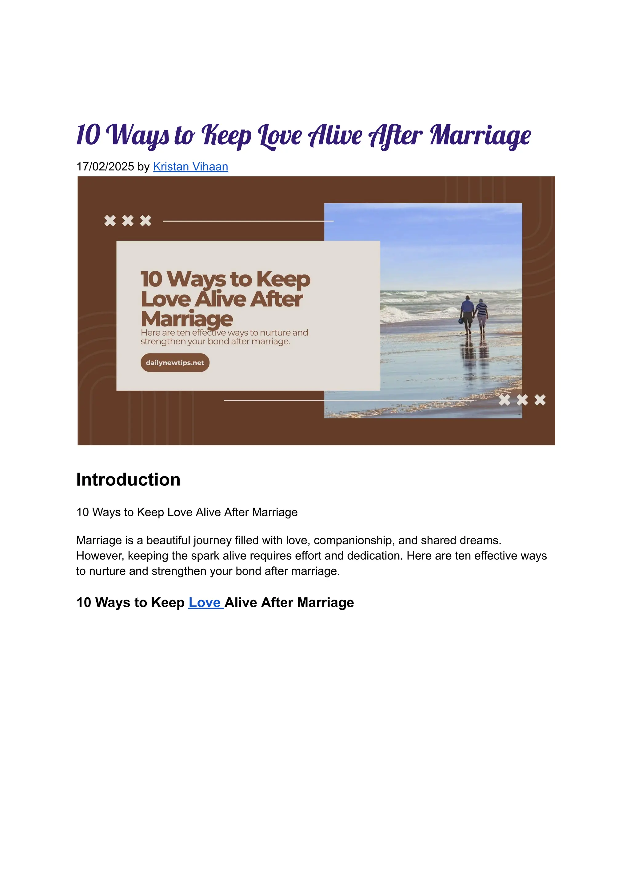 10 Ways to Keep Love Alive After Marriage | PDF