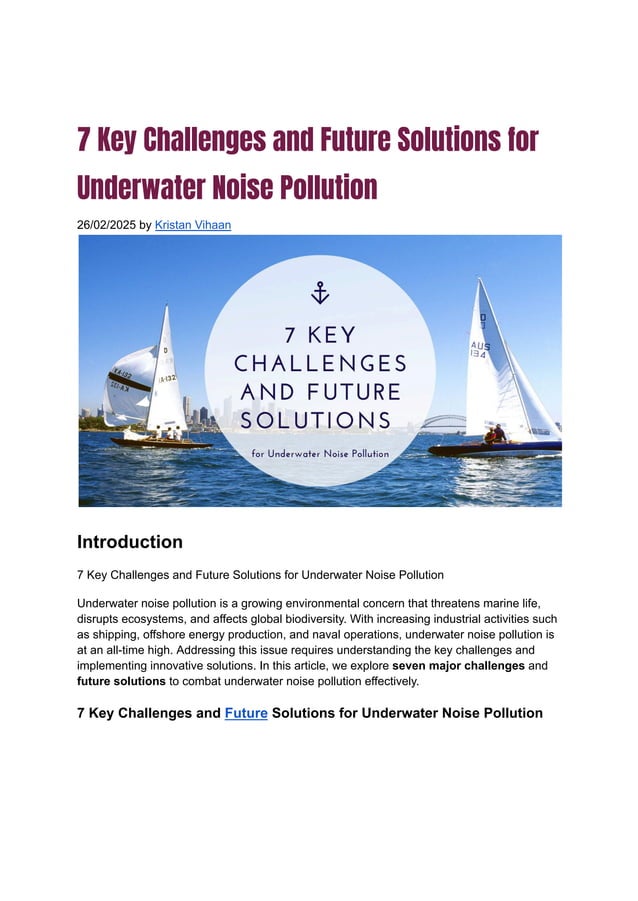 7 Key Challenges and Future Solutions for Underwater Noise Pollution | PDF