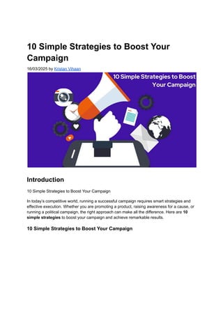10 Simple Strategies to Boost Your Campaign | PDF