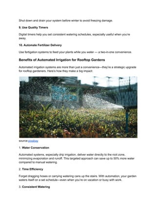 Top 10 Automated Irrigation Tips for Rooftop Gardeners | PDF
