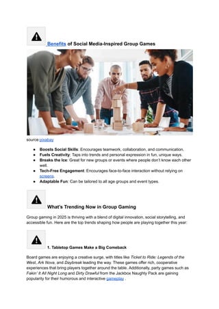 5 Group Games Inspired by Instagram, TikTok & More | PDF