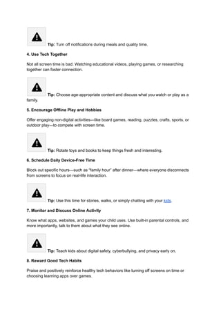 9 Parental Tips for Balancing Digital Devices and Family Life | PDF