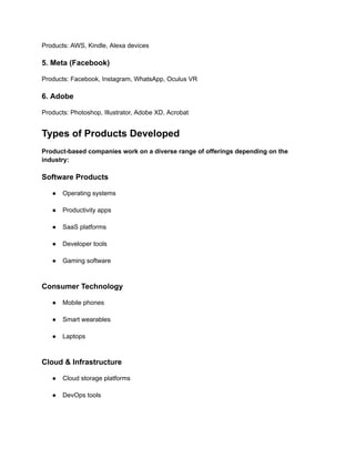 Product Based Companies: Definition, Examples, and Career Insights | PDF