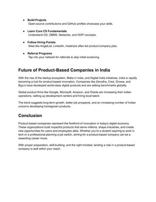 Product Based Companies: Definition, Examples, and Career Insights | PDF