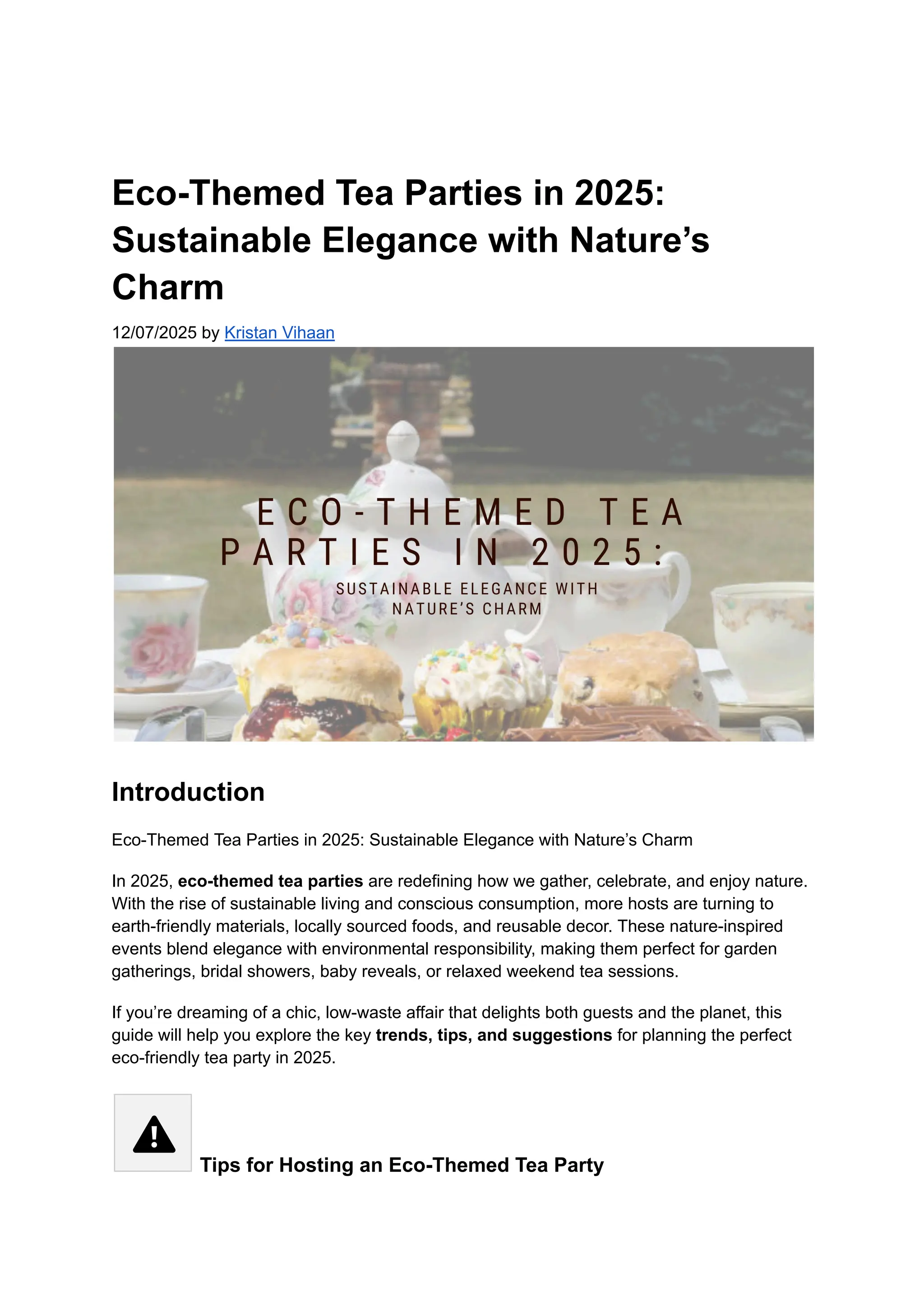 Eco-Themed Tea Parties in 2025: Sustainable Elegance with Nature’s ...