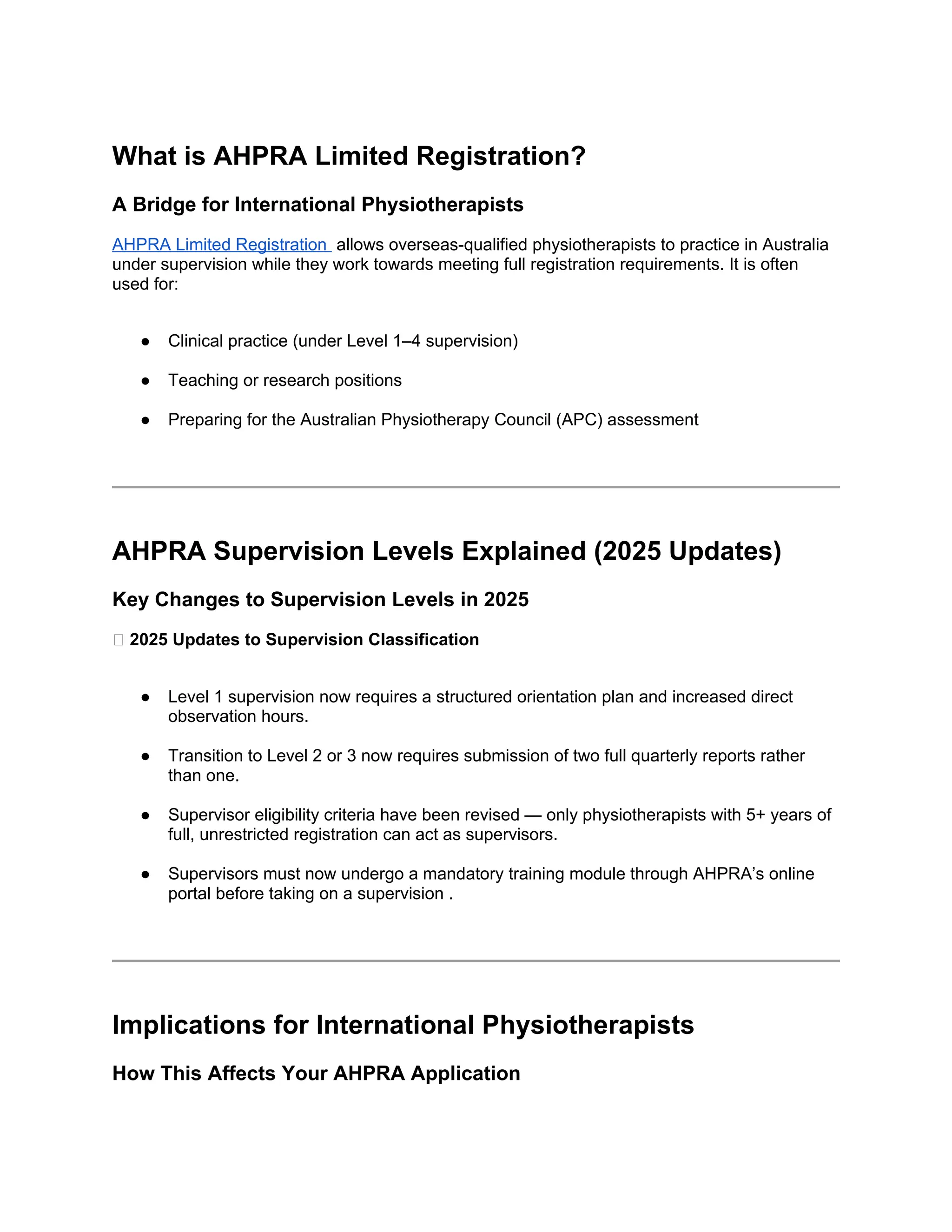 Understanding the 2025 Updates to AHPRA Limited Registration ...