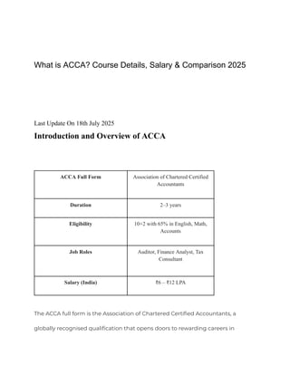 ACCA: What Is It? Qualifications, Course Information, and Career Path | PDF