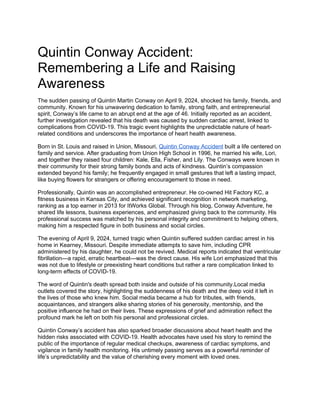 Quintin Conway Accident: Remembering a Life and Raising Awareness | DOCX