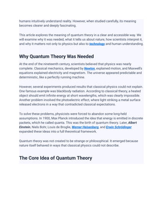 The Meaning of Quantum Theory. A Wonderous Explanation | PDF