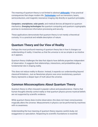 The Meaning of Quantum Theory. A Wonderous Explanation | PDF