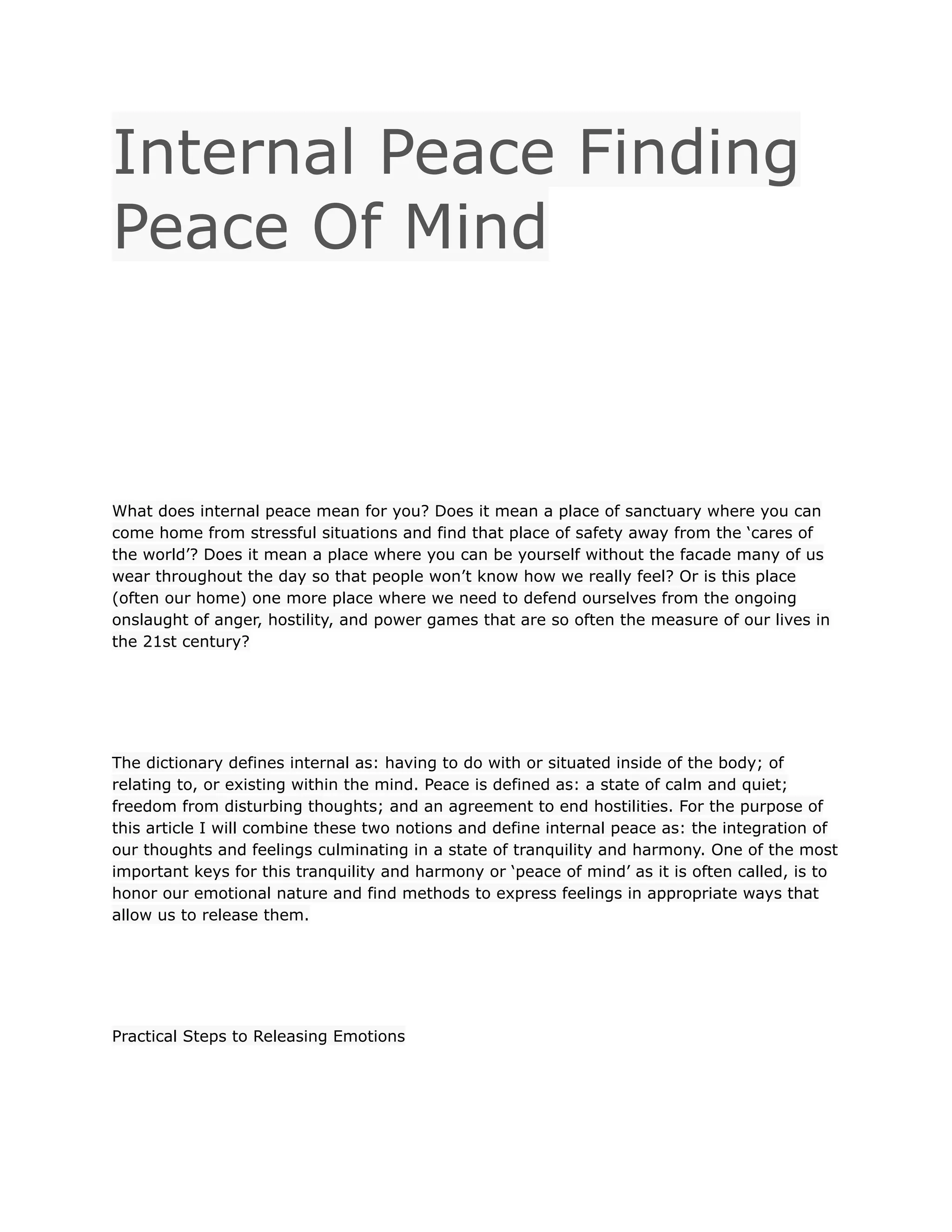 Finding a peace of mind | PDF