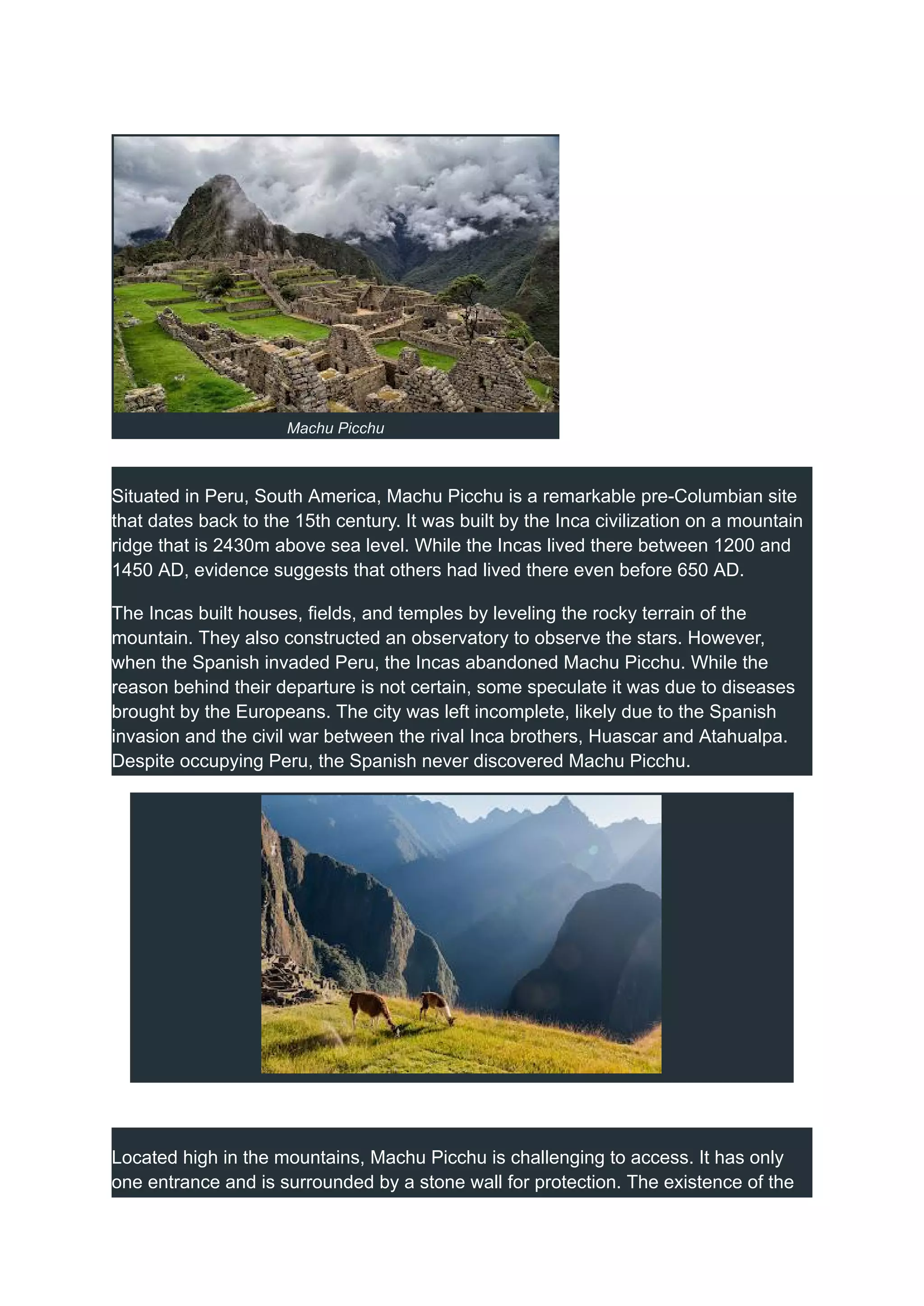 Machu Picchu | PDF