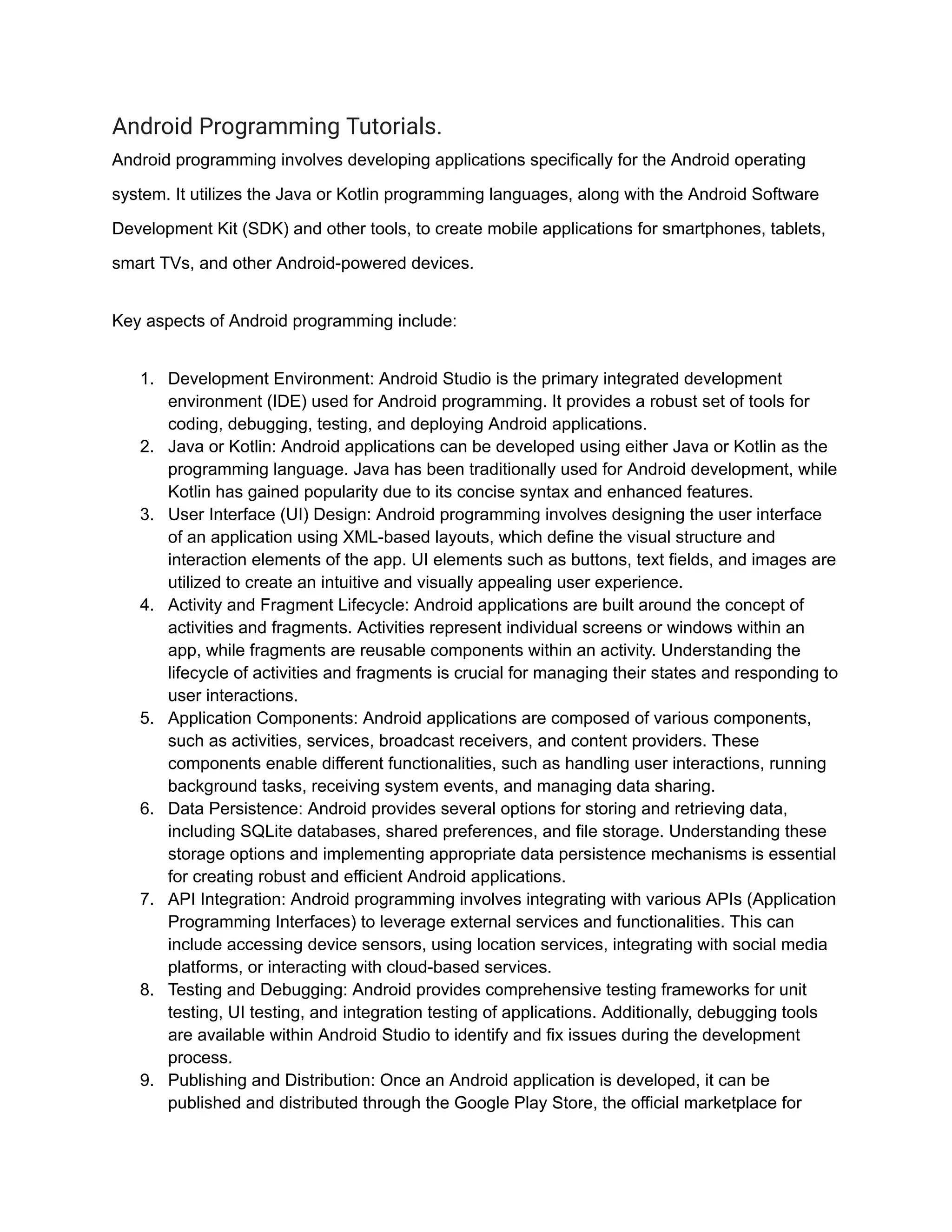 Android Programming Tutorials Pdf