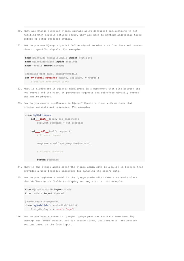 Django Frequently Asked Interview Questions | PPTX | Databases | Computer Software and Applications