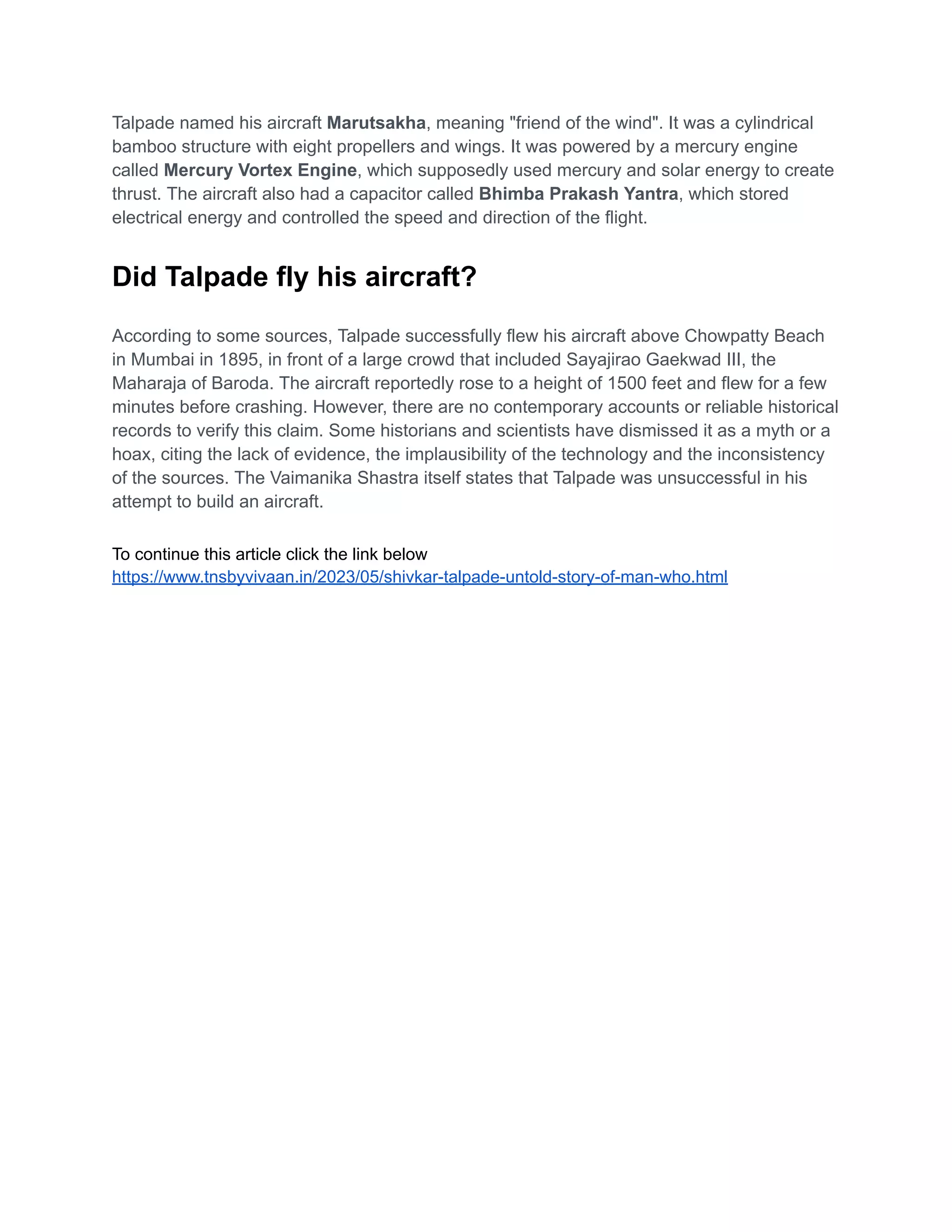 Shivkar Talpade: The untold story of the man who flew India's first ...