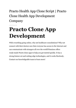 Practo Clone App Development | PDF