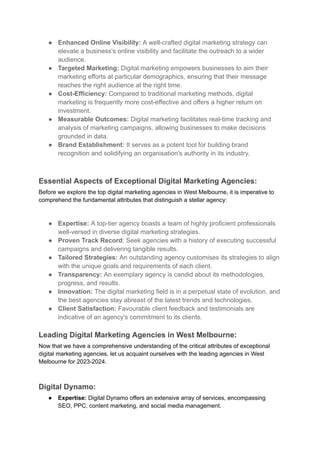 Best Digital Marketing Agencies Expertise in West Melbourne 2023-2024 | PDF