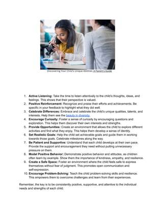Discovering Your Child’s Unique Abilities | PDF