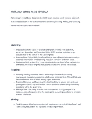 Cracking the Code: How to Score Band 8 in the IELTS Exam | PDF
