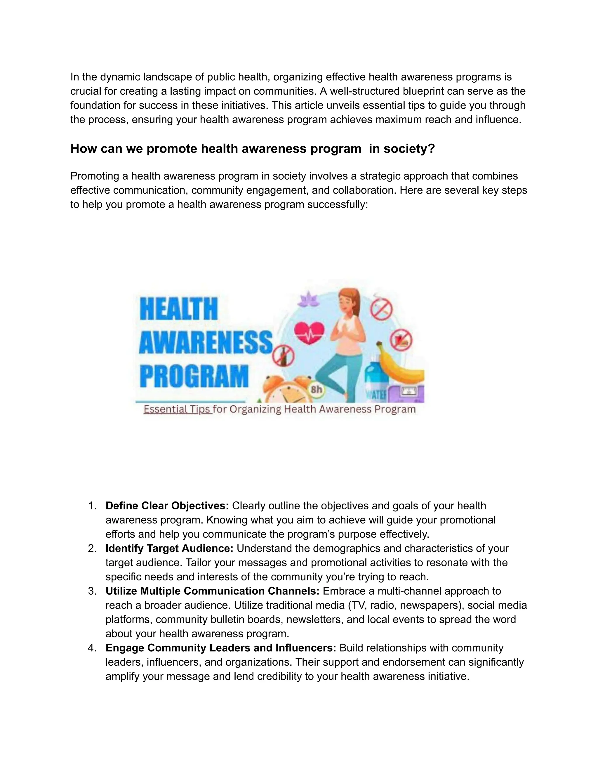 “Blueprint for Impact: Essential Tips for Organizing Health Awareness ...