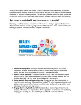 “Blueprint for Impact: Essential Tips for Organizing Health Awareness ...
