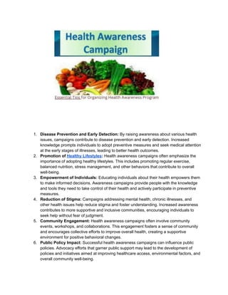 “Blueprint for Impact: Essential Tips for Organizing Health Awareness ...