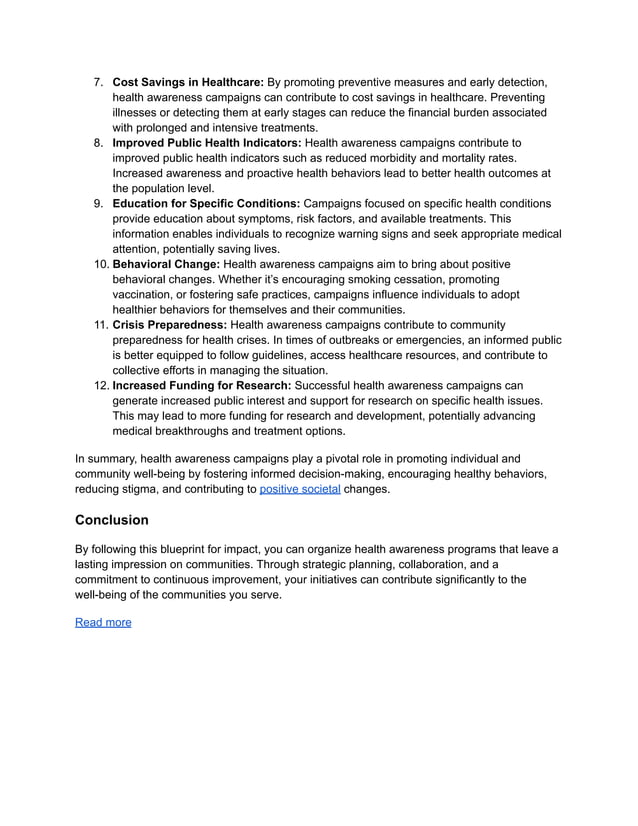 “Blueprint for Impact: Essential Tips for Organizing Health Awareness ...