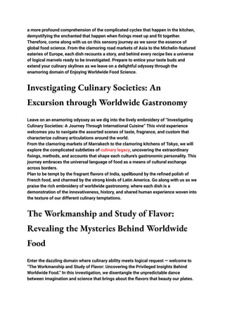 Savoring Global Food Science | PDF
