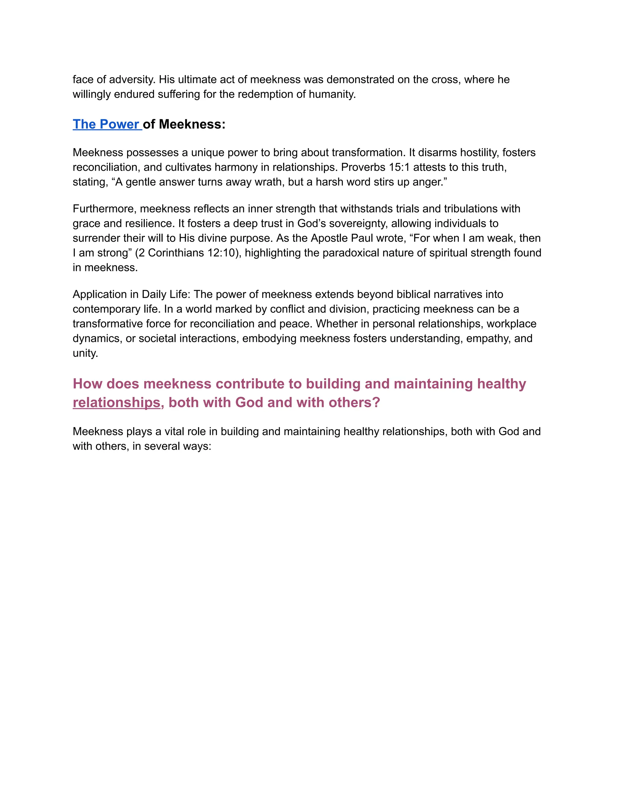 The Power of Meekness: The Biblical Wisdom | PDF