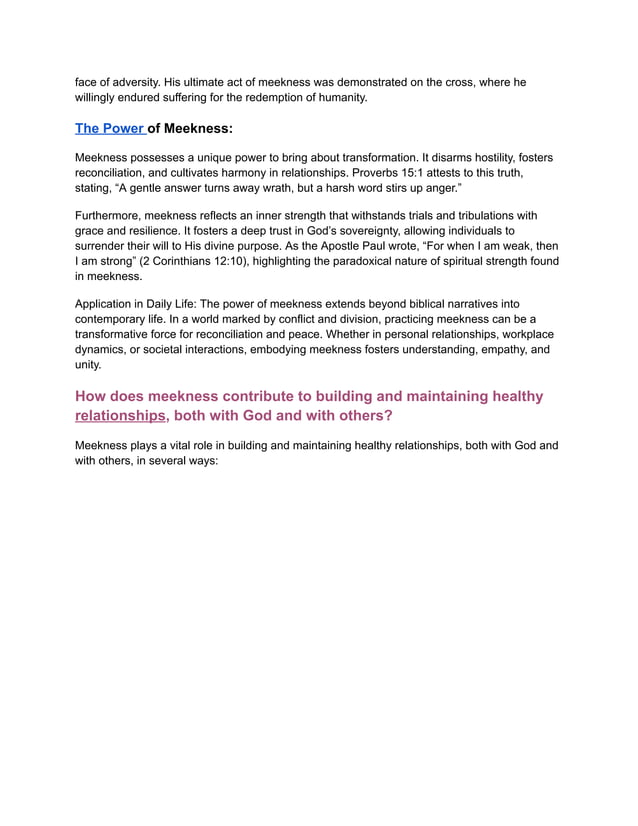 The Power of Meekness: The Biblical Wisdom | PDF