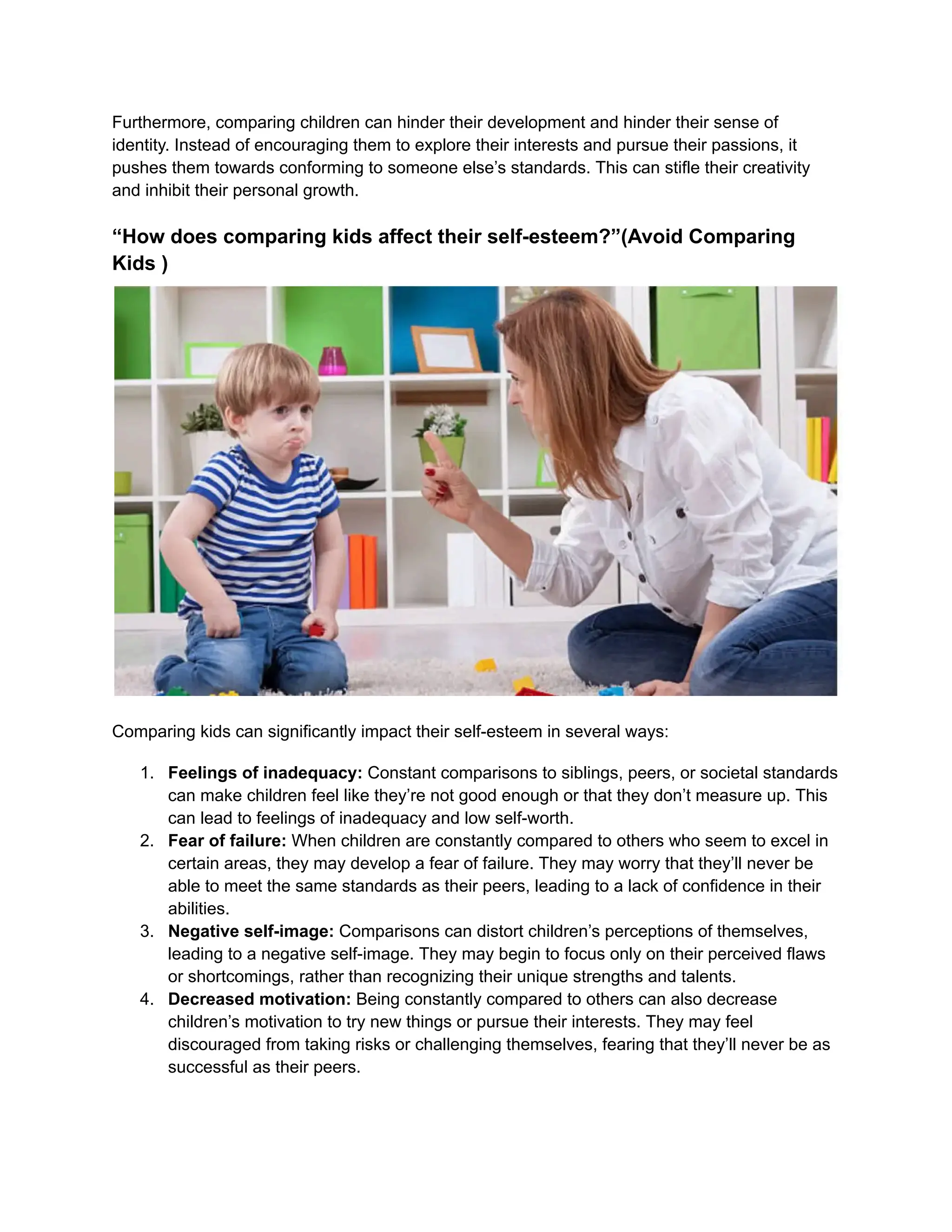 Why It’s Important to Avoid Comparing Kids to Each Other | PDF