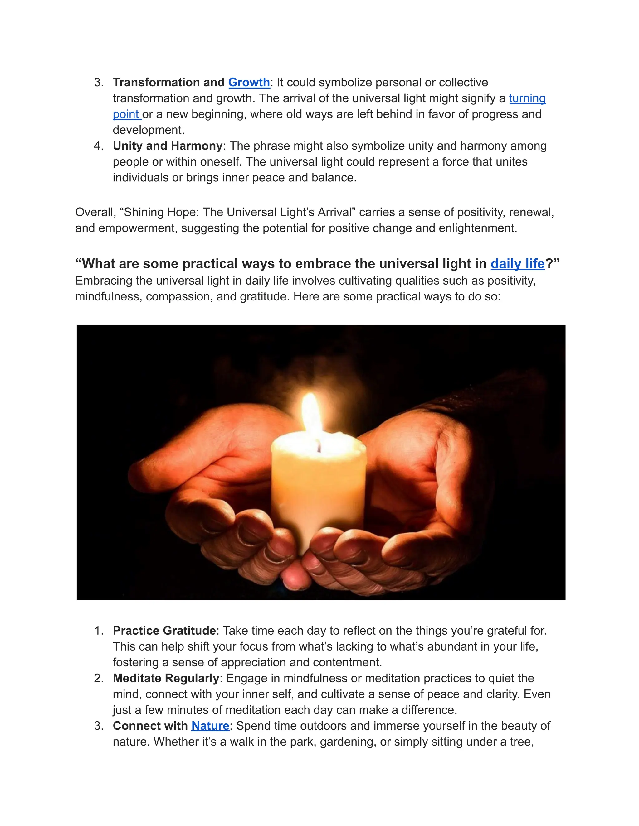 Shining Hope: The Universal Light’s Arrival | PDF | Spirituality ...