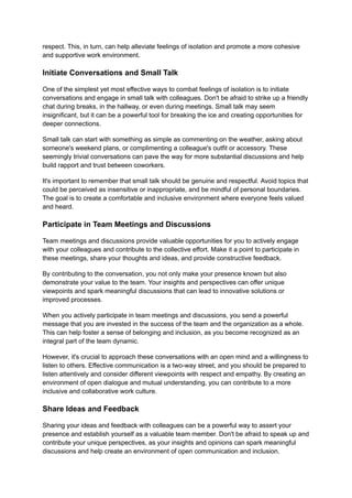 Feeling Isolated at Work? 8 Tips to Help You Feel Included | PDF