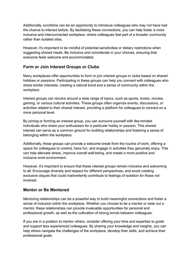 Feeling Isolated at Work? 8 Tips to Help You Feel Included | PDF