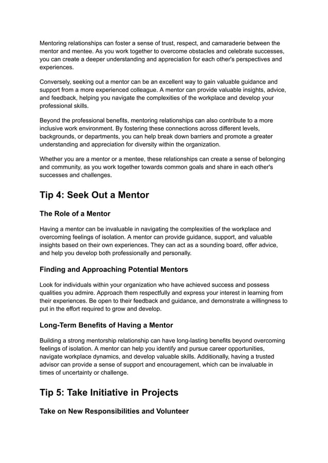 Feeling Isolated at Work? 8 Tips to Help You Feel Included | PDF