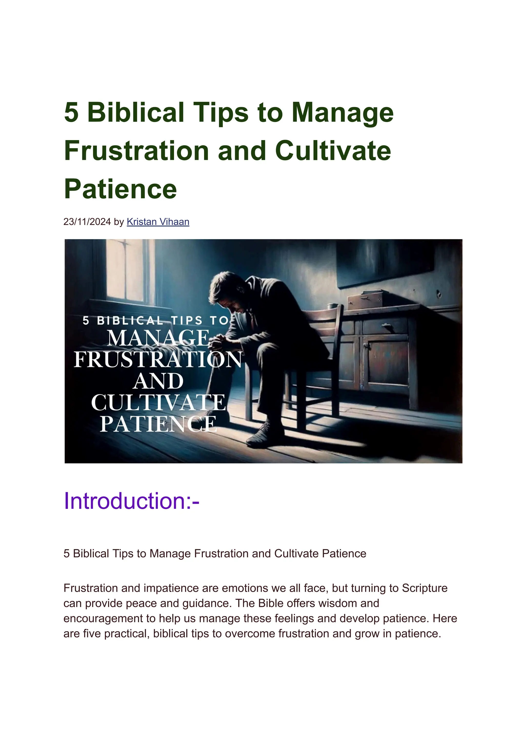 5 Biblical Tips to Manage Frustration and Cultivate Patience | PDF
