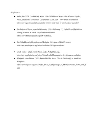 Nobel prize in Physiology or Medicine 2023 | PDF