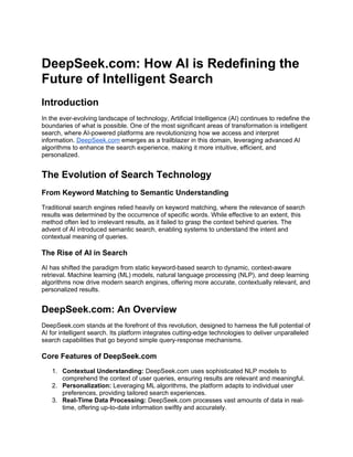 DeepSeek.com: How AI is Redefining the Future of Intelligent Search | DOCX