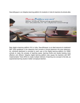 Swa-Adhyayan, Best online learning platform for students K-8 |Hybrid ...