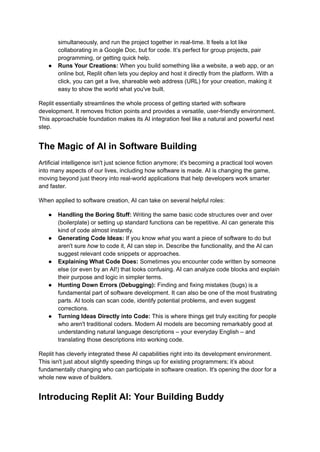 AI Software Creation: Build Apps Without Coding Using Replit's AI | PDF