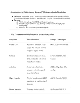 flight simulation integration of flight control system in simulation | DOCX