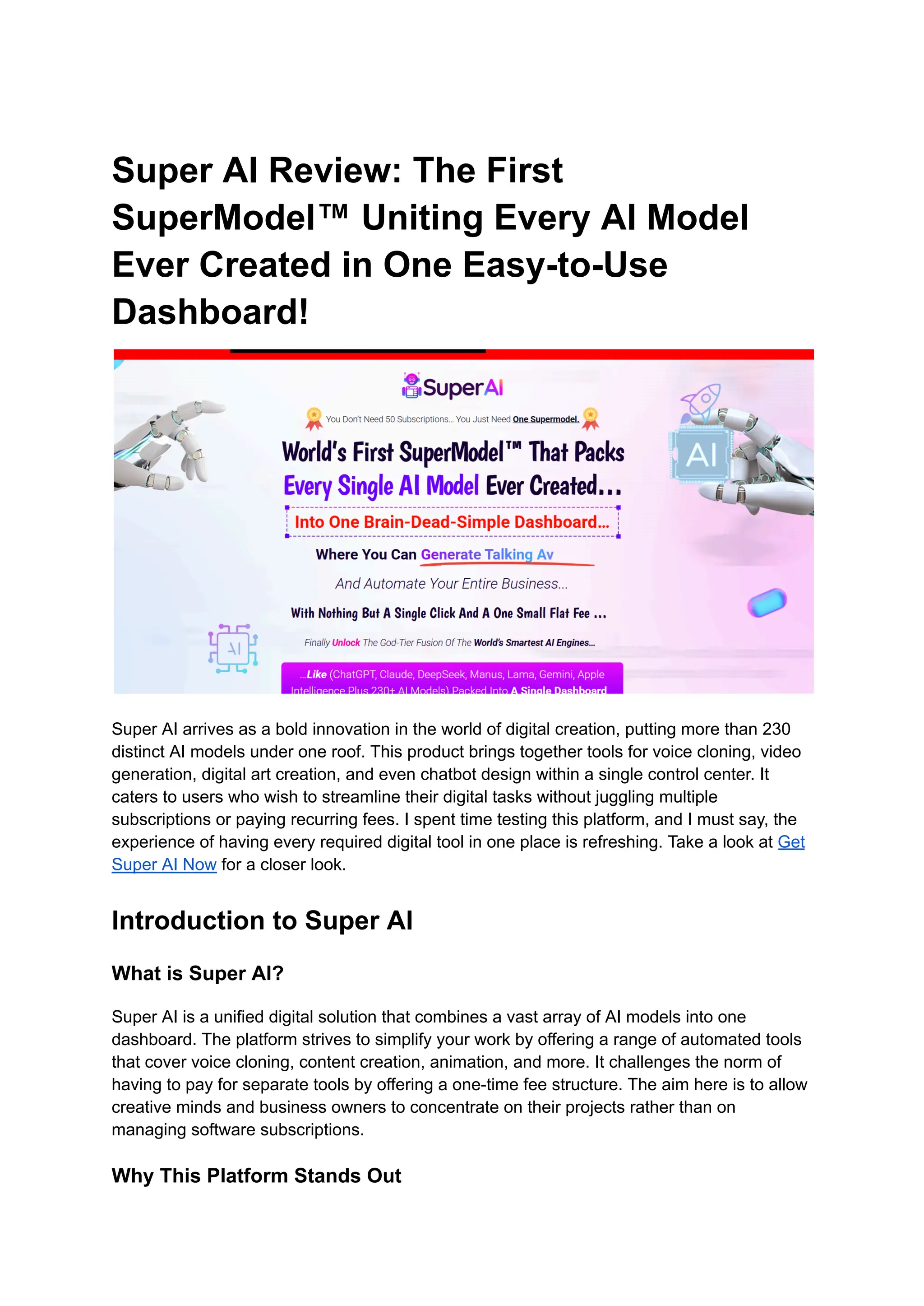 Super AI Review: The First SuperModel™ Uniting Every AI Model Ever ...