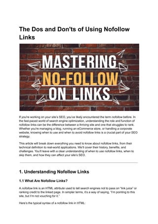 The Dos and Don'ts of Using Nofollow Links | PDF