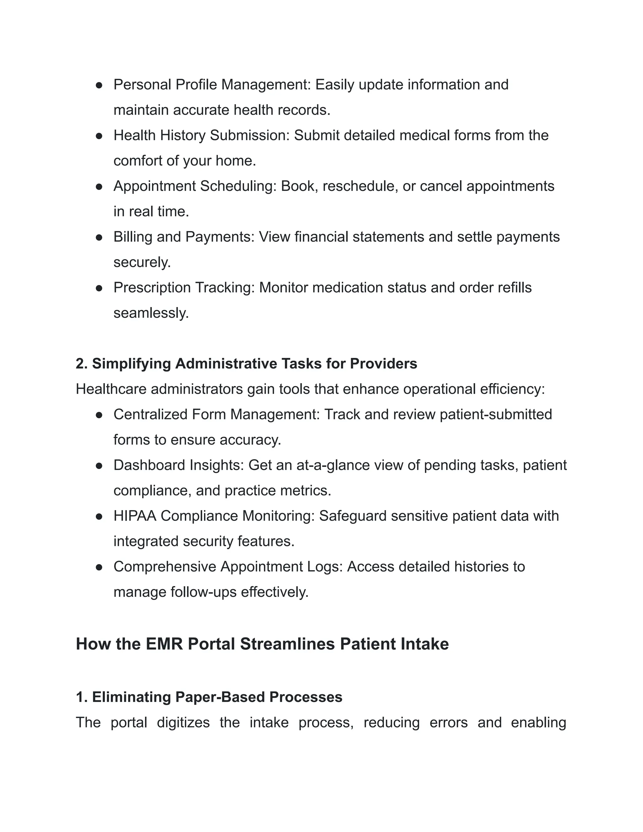 Transforming Patient Intake with a Comprehensive EMR Portal - Features ...