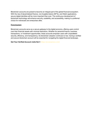 Blockchain Accounts: Secure Digital Identity for the Future | PDF
