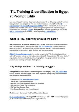 ITIL Training & certification in Egypt at Prompt Edify | PDF